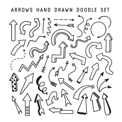 Conjunto De Doodle De Flechas Dibujadas A Mano Vector Premium