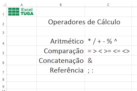 O que são e como usar os Operadores de Cálculo do Excel Excel Tuga