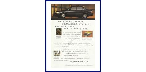 TOYOTA COROLLA AUTOMOBILE Original 1995 Vintage Color Print
