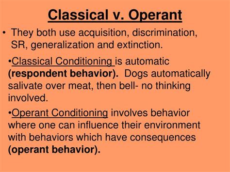 Differences Between Classical Vs Operant Conditioning