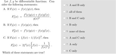solved let f g be differentiable functions con sider the
