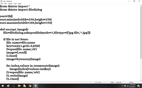 python program to image encryption and decryption using python tkinter kashipara