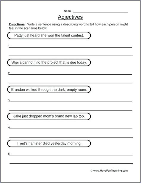 Limiting And Descriptive Adjectives Worksheet For Grade Worksheet