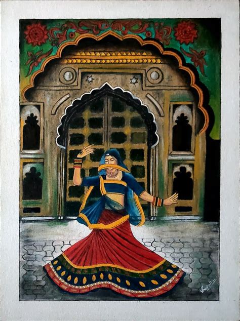 Rajasthani Folk Dancer In Rajasthani Painting Modern Art