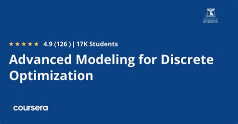 advanced modeling for discrete optimization coursya