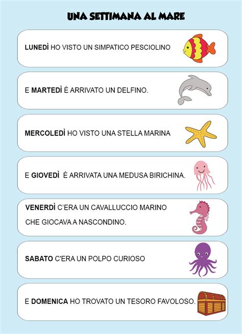 Una Settimana Al Mare Filastrocca E Schede Da Colorare Fantavolando