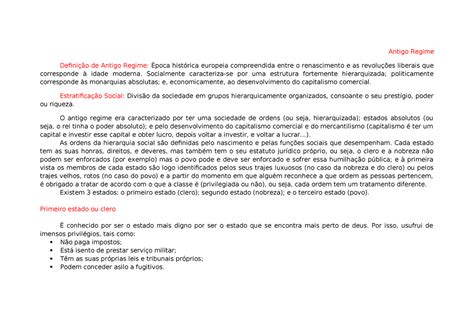 Estratificacao Social E Poder Politico Nas Sociedades De Antigo Regime