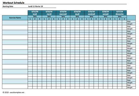 Workout Schedule Template Exceltemplate Net