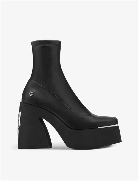 Naked Wolfe Illuminate Faux Leather Heeled Ankle Boots In Black Lyst Uk