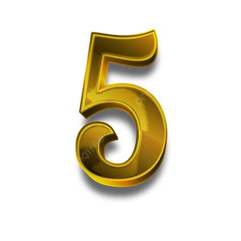 Número 5 3d Render Luxo Dourado Vetor PNG Número 5 3d Número 5 3d