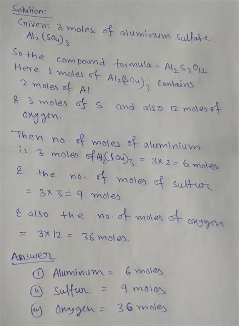 Solved Calculate The Number Of Moles Of Aluminum Sulfur And Oxygen