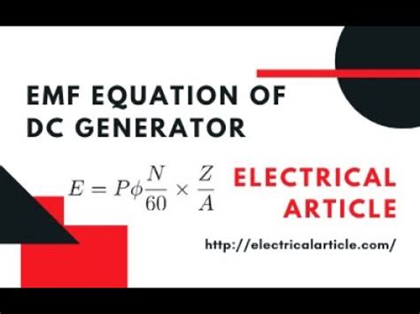 Emf Equation Of A Dc Generator Youtube