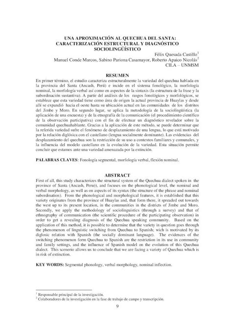PDF UNA APROXIMACIÓN AL QUECHUA DEL SANTA del bilingüismo quechua