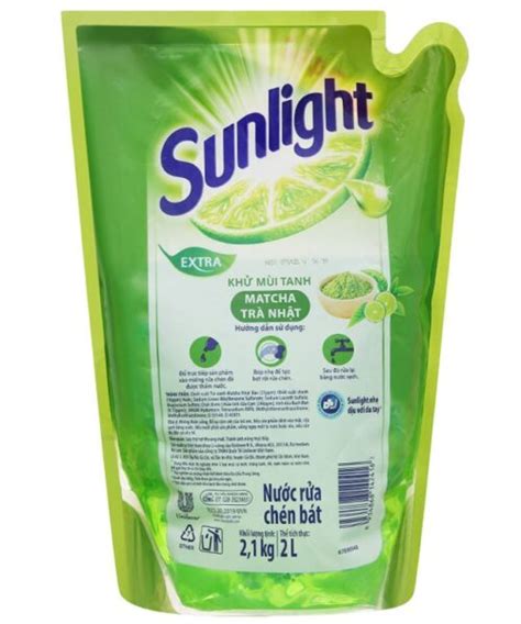 Nước rửa chén Sunlight Extra trà xanh khử 5 mùi tanh túi 2 lít