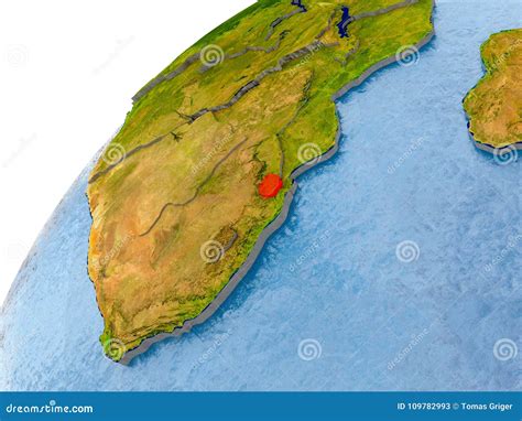 Mapa De Swazilandia En Rojo En El Globo Stock de ilustración