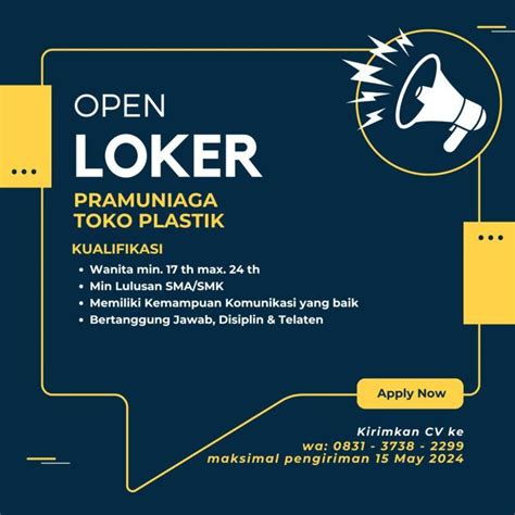 Lowongan Kerja Pramuniaga Di Toko Plastik Mega LokerJogja ID