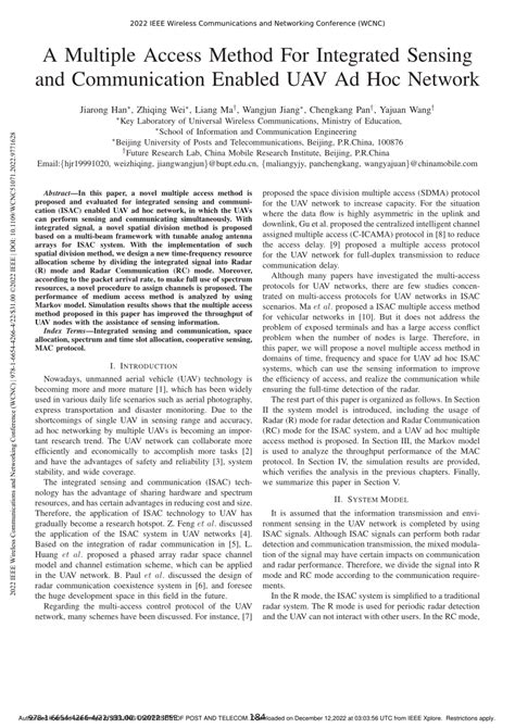 pdf a multiple access method for integrated sensing and communication enabled uav ad hoc network