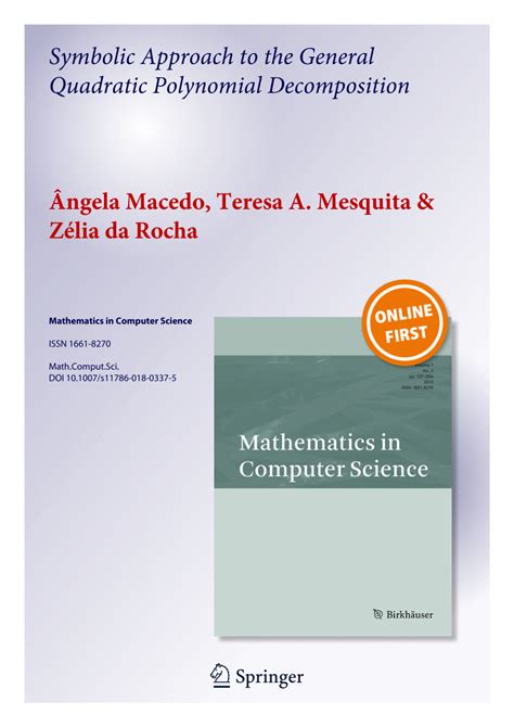 pdf symbolic approach to the general quadratic polynomial decomposition