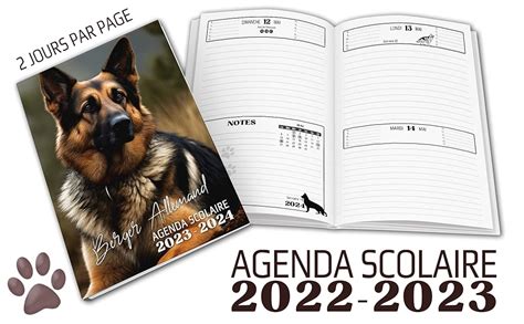 Agenda scolaire 2023 2024 chien Berger Allemand Collège lycée