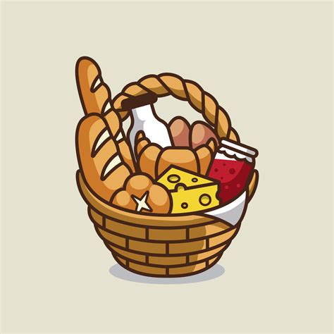 Cute Picnic Basket Cartoon Illustration Vector Art At Vecteezy