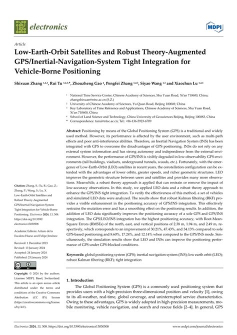 pdf low earth orbit satellites and robust theory augmented gps inertial navigation system