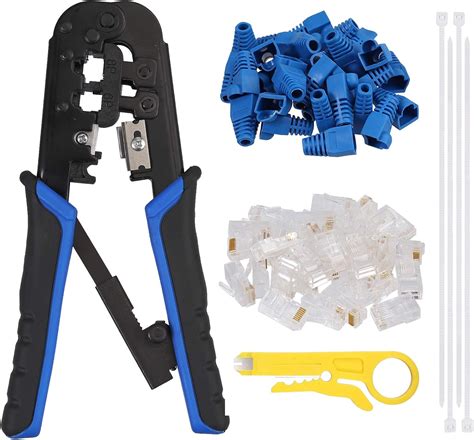 EYPINS Kit de Pince à Sertir RJ45 30 paires Connecteurs Cristal RJ45