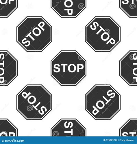 Stop Sign Icon Seamless Pattern On White Background Traffic Regulatory