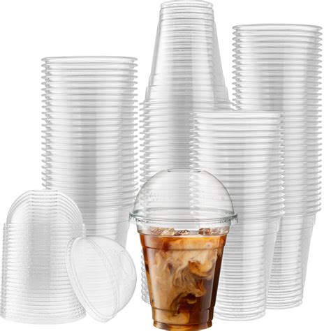 Buy 50 Sets 12 Oz Crystal Clear Plastic PET Cups With Dome Lids For