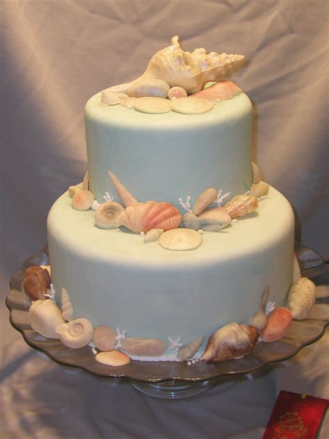 Sea Shells Wedding Beach Cake With Chocolate Seashells