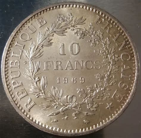 PIÈCE MONNAIE FRANCE 10 francs HERCULE ARGENT 1969 RARE SPL Silver coin
