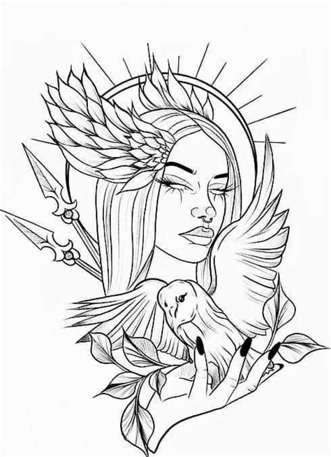 A Woman Holding A Bird In Her Hand With Leaves Around Her Neck And The