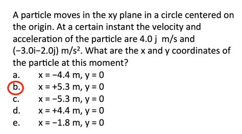 solved a particle moves in the xy plane in a circle cantered