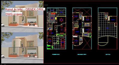 Konut Iki Bitki Dwg Projesi Autocad Projeler