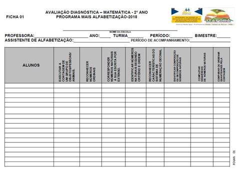 Gerência Municipal de Educação Itaporã MS Ficha de acompanhamento