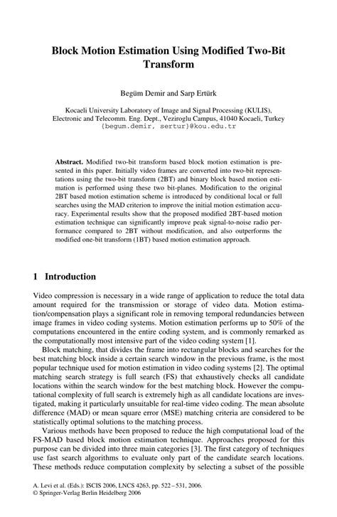 pdf block motion estimation using modified two bit transform