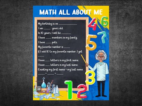 Math All About Me Poster Math Class Poster Learning Math Facts Poster