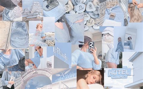 Blue Aesthetic Wallpaper Backgroup Laptop Mac Windows Macbook Collage