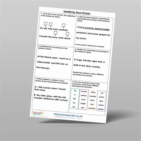 Identifying Noun Phrases Mixed Activity Resource Classroom Secrets