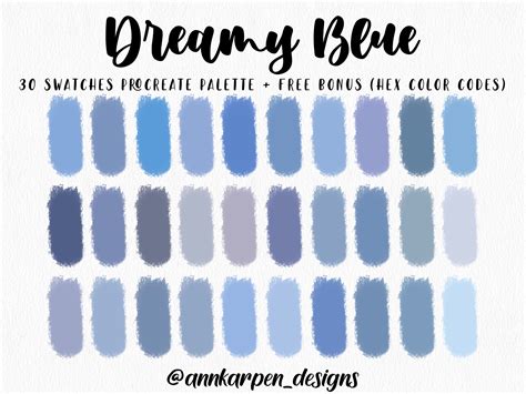 Nordic Blue Procreate Palette 30 HEX Color Codes Instant Digital