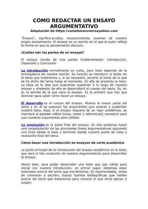 Como Empezar A Redactar Un Ensayo Ejemplo