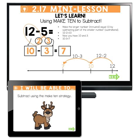lucky to learn math subtract with make ten lesson 2 17 teaching slides lucky little learners