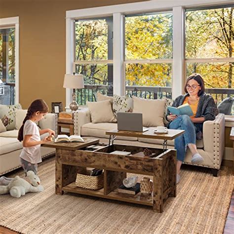 YITAHOME Lift Top Coffee Table With Storage Rustic Modern Lift