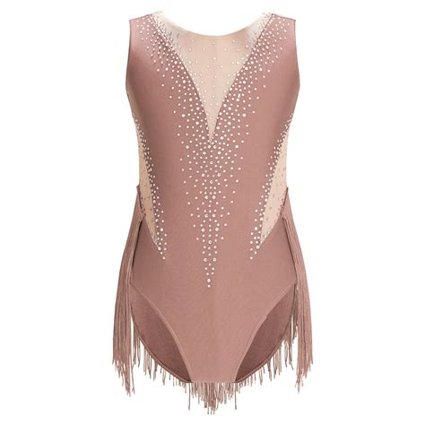 Collant Feminino Sem Mangas Brilhante Strass Borla Gin Stica