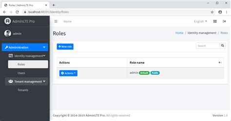 abp aspnetcore mvc ui theme adminlte
