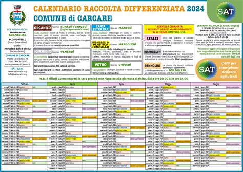 Carcare Calendario Giugno Dicembre 2024 Della Raccolta Differenziata