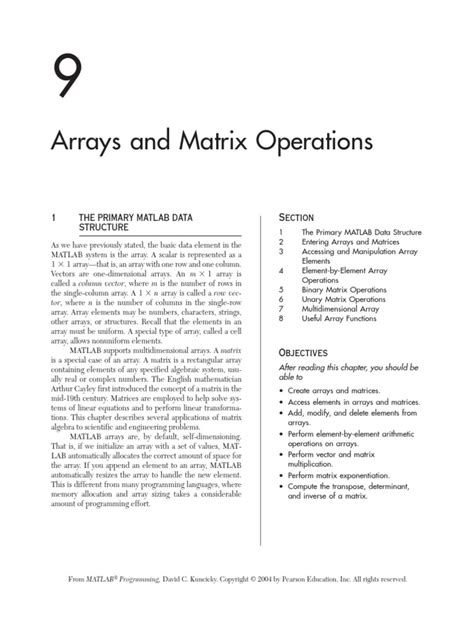 matlab matrix operations pdf matrix mathematics array data structure