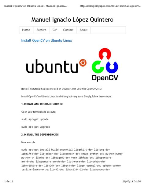 PDF Instalacion OpenCV Ubuntu DOKUMEN TIPS