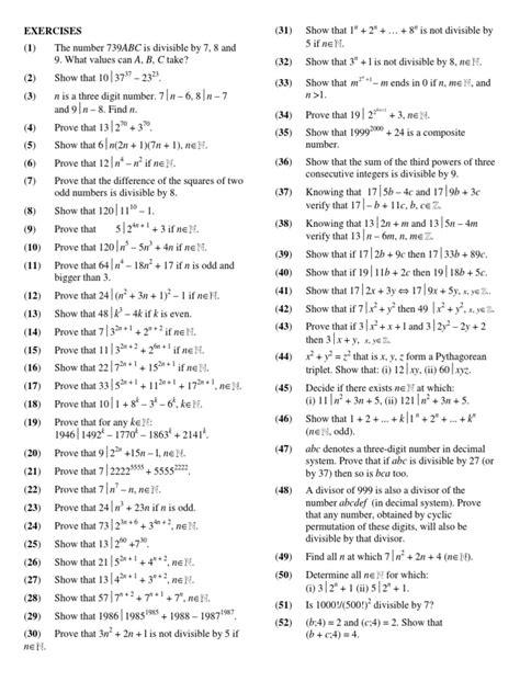 divisibility exercises01 pdf elementary mathematics arithmetic