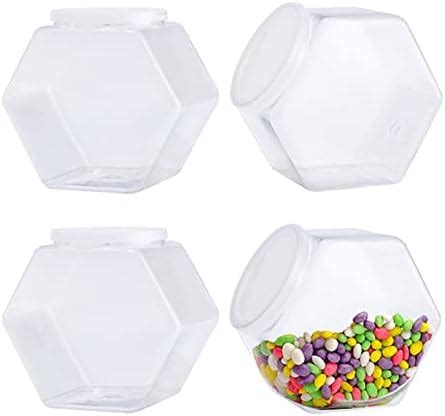CAGSIG Tarros de caramelo con tapas paquete de 4 tarros de plástico