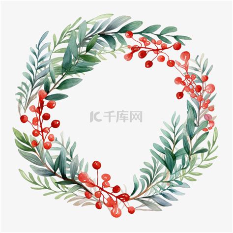 圣诞花环树叶插画素材图片免费下载 千库网